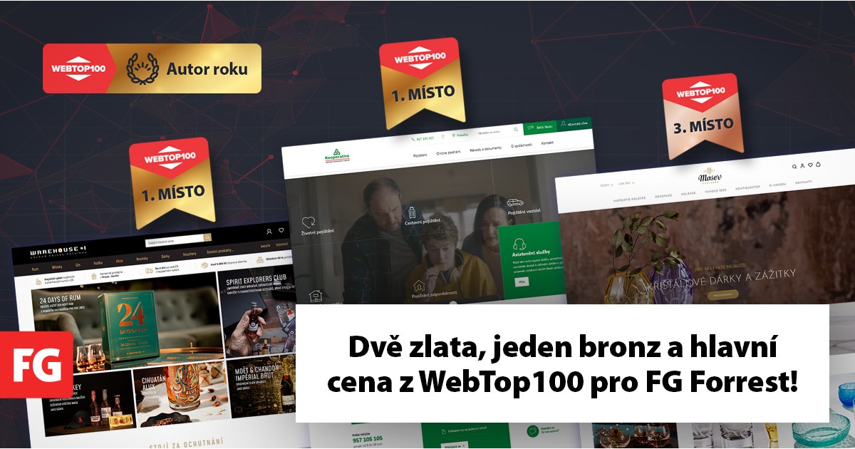 Dvě zlata, jeden bronz a hlavní cena z WebTop100 pro FG Forrest!